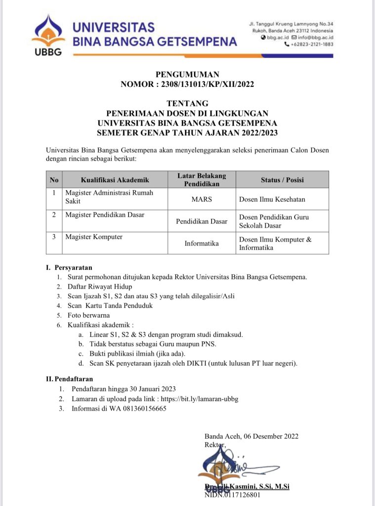 Beasiswa dan Lowongan – Pascasarjana Ilmu Komputer